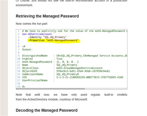 Msds Managedpassword Property For Gmsa Account Does Not Exist Programming And Development