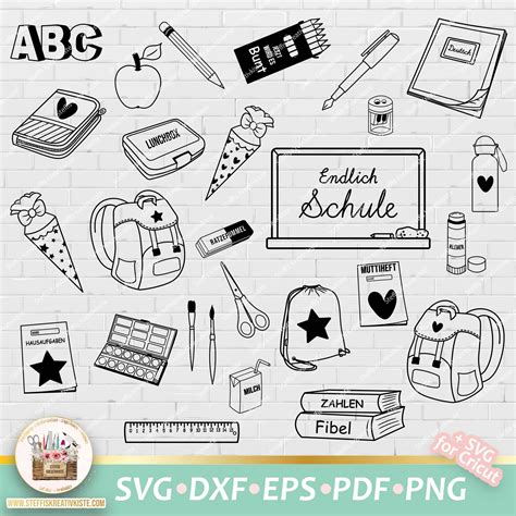 Plotterdatei Bundle Einschulung Deutsch Schule In Svg Png Dxf