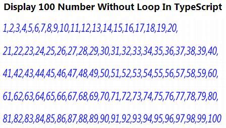 Display Number S Without Loop In TypeScript