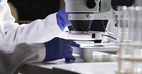 과학 현미경 렌즈 과학자 손 및 실험실 연구 의료 혁신 및 생물학 테스트 줌 페트리 접시 물리학 교수 및 Dna 박테리아 의학