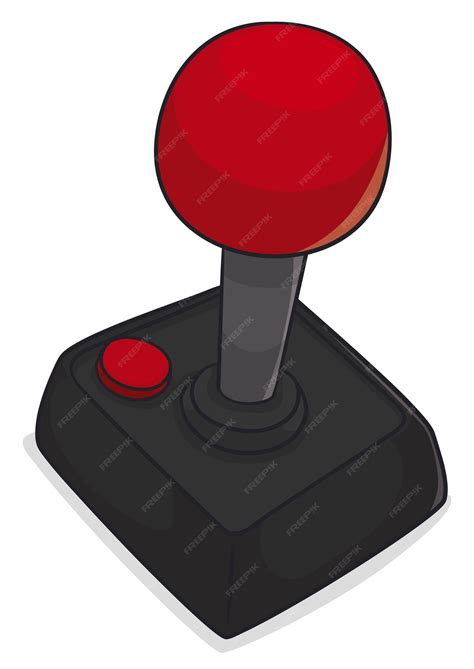 Premium Vector Retro Black And Red Joystick Controller With Only One Button Resembling Arcade Pads