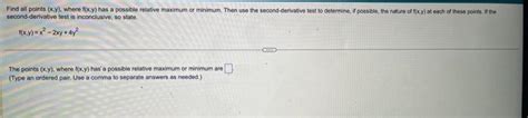 solved find all points x y where f x y has a possible