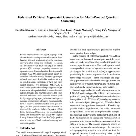 Federated Retrieval Augmented Generation For Multi Product Question Answering Acl Anthology