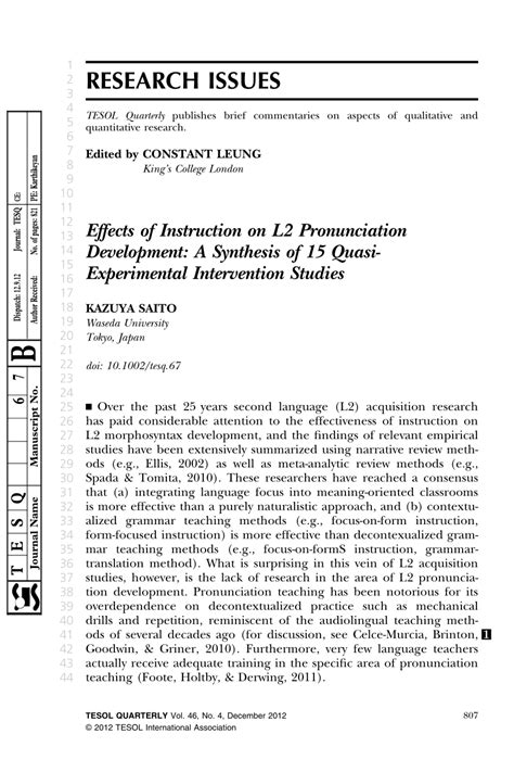 pdf effects of instruction on l2 pronunciation development a