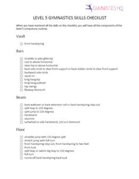 Printable Level 3 Gymnastics Skills Checklist... To get the rest of the gymnastics levels ...