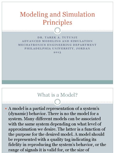 modeling and simulation principles pdf mathematical model simulation