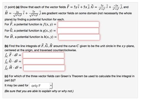 Solved Point A Show That Each Of The Vector Fields F Chegg