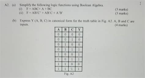 Solved I A2 A Simplify The Following Logic Functions