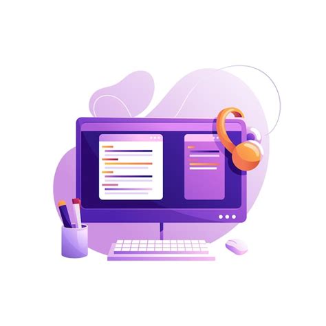 Le Lieu De Travail Dun Programmeur Un Moniteur Avec Code De Programme