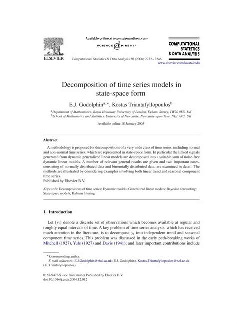 Pdf Decomposition Of Time Series Models In State Space Form Dokumen