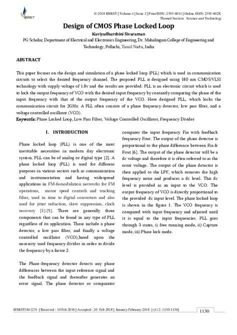 Pdf Design Of Cmos Phase Locked Loop