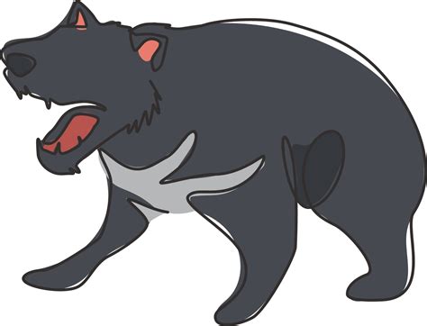 Single One Line Drawing Of Furious Tasmanian Devil For Organisation Logo Identity Tasmanian