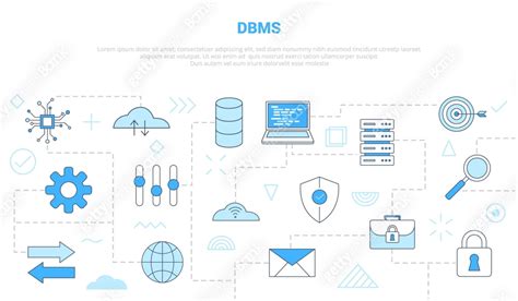 Dbms Database Management System Concept With Icon Set Template Banner