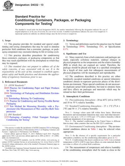Astm D4332 13 Standard Practice For Conditioning Containers Packages