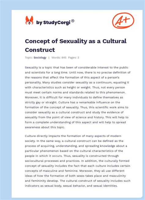 Concept Of Sexuality As A Cultural Construct Free Essay Example
