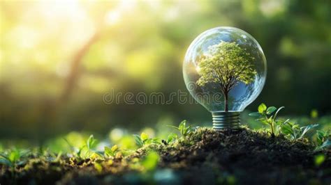 A Light Bulb With A Tree Inside Of It Stock Illustration Illustration