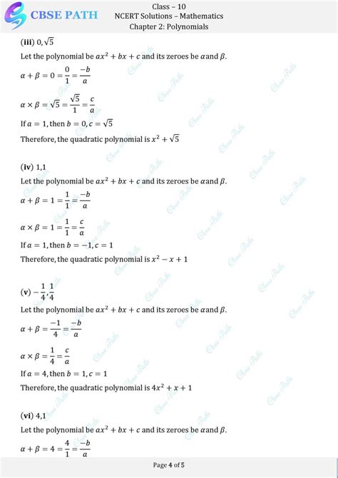 NCERT Solutions For Class Maths Exercise Polynomials CBSE Path