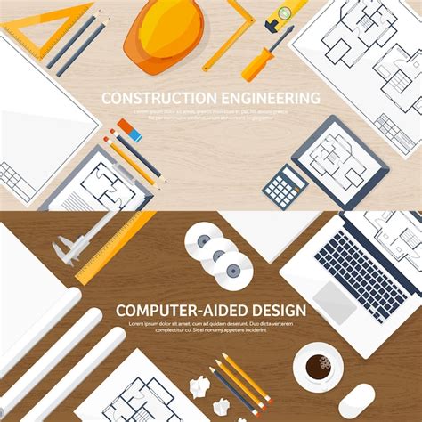 Premium Vector Engineering And Architecture Vector Illustration Drawing And Construction