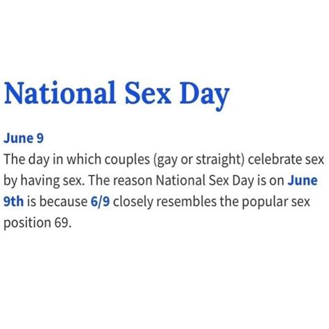 National Sex Day June 9 The Day In Which Couples Gay Or Straight Celebrate Sex By Having Sex