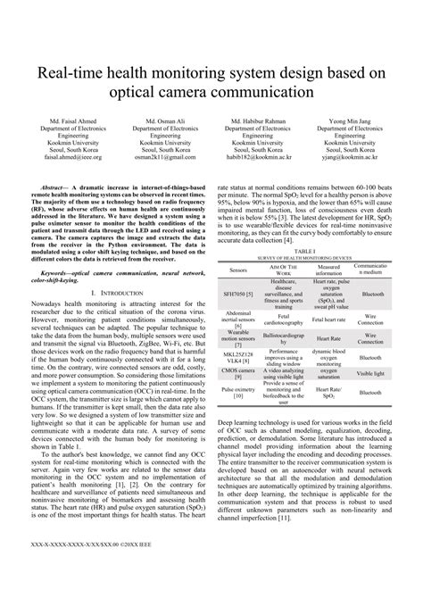 Pdf Real Time Health Monitoring System Design Based On Optical Camera