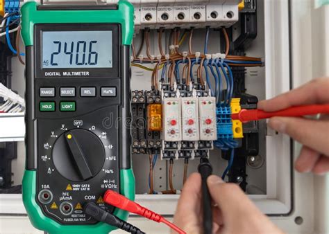 Digital Multimeter Measuring Voltage In Electrical Circuit Stock Image Image Of Multimeter