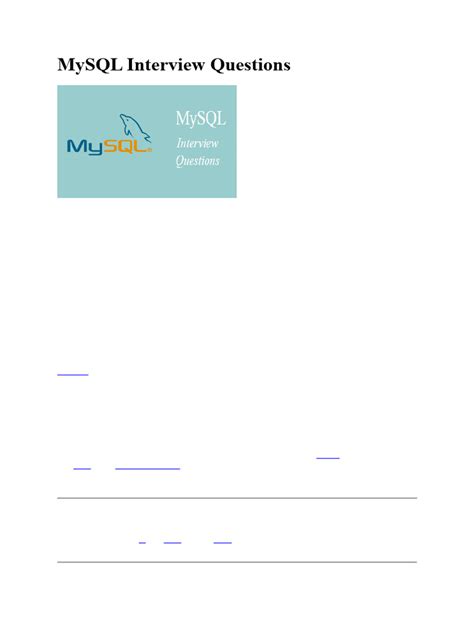 Mysql Interview Questions Pdf