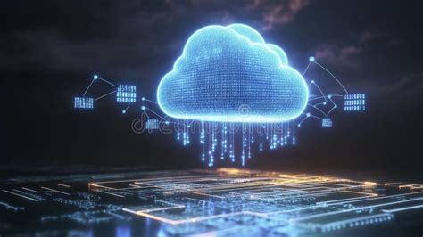 Futuristic Cloud Computing Concept With Circuit Board And Data Transfer Stock Illustration