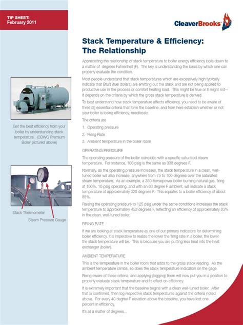 Stack Temperature And Efficiency The Relationship February 2011 Pdf
