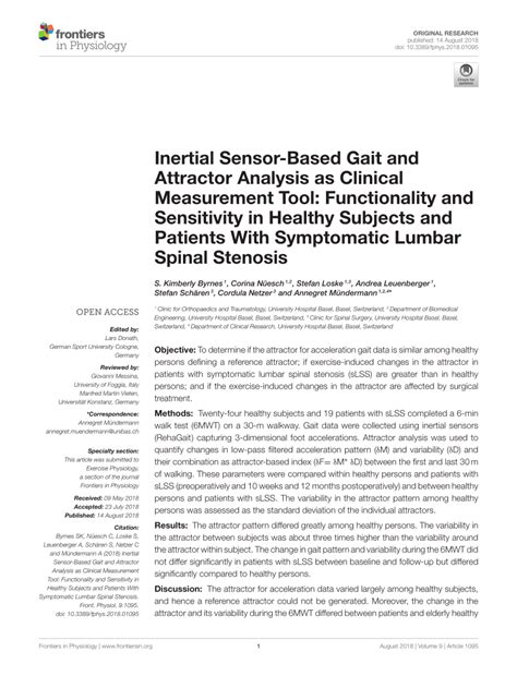 PDF Inertial Sensor Based Gait And Attractor Analysis As Clinical Measurement Tool