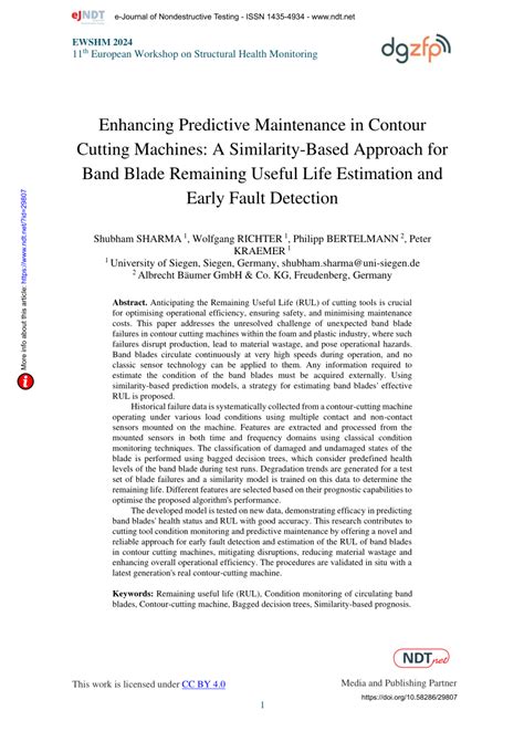 pdf enhancing predictive maintenance in contour cutting machines a