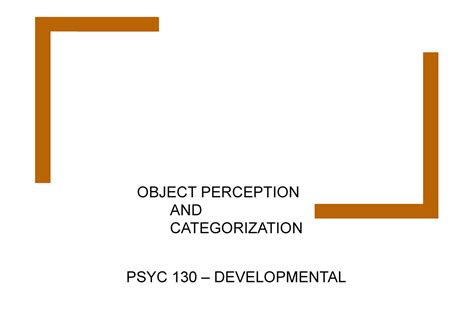Object Perception And Categorization W4 Object Perception And