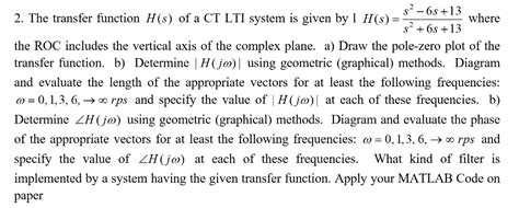 Solved 2 The Transfer Function Hs Of A Ct Lti System Is
