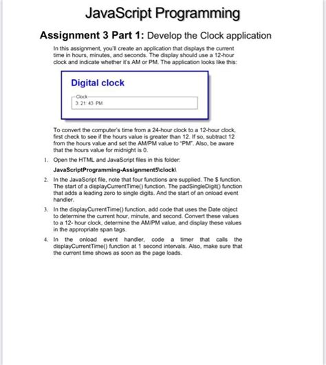Solved Assignment 3 Part 1 Develop The Clock Application In