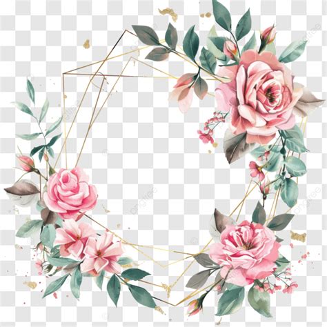 수채화 꽃과 잎이 있는 정교한 육각형 꽃 프레임 수채화 꽃무늬 꽃들 Png 일러스트 및 이미지 에 대한 무료 다운로드 Pngtree