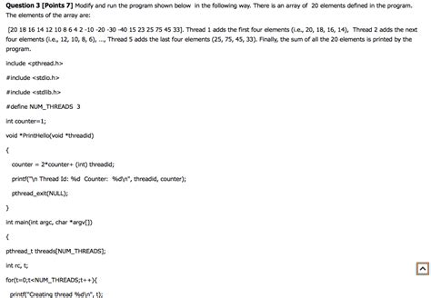 Solved Question Points Modify And Run The Program Chegg