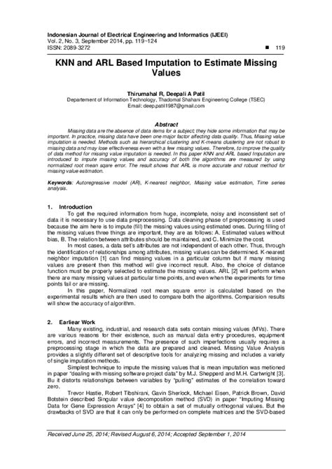 pdf knn and arl based imputation to estimate missing values