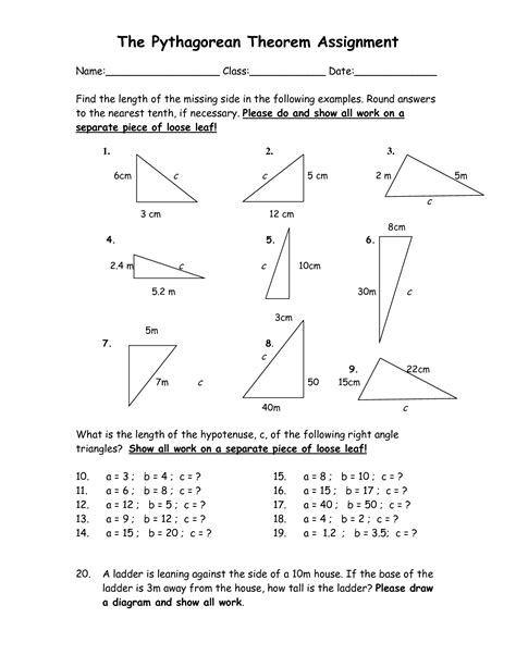 Pythagorean Theorem Coloring Activity Pages
