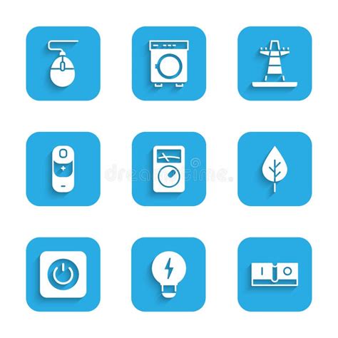 Set Ampere Meter Multimeter Creative Lamp Light Idea Electric Switch Leaf Eco Symbol Power