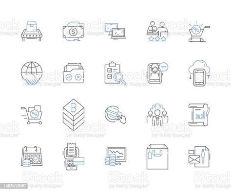 시장 금융 개요 아이콘 모음입니다 금융 시장 투자 거래 주식 채권 이익 벡터 및 일러스트레이션 개념 세트 수익 모금 신용 선형