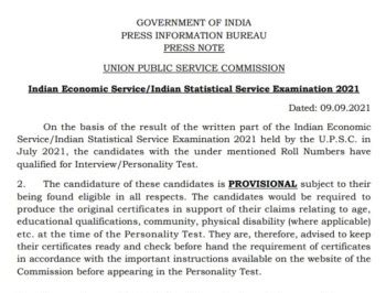 UPSC IES ISS Result 2021 OUT Interview Date Details Given PuzzlesHuB