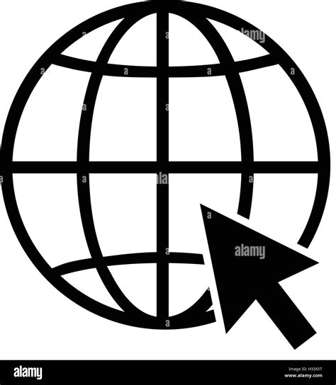 Internet Globe Icon With Arrow Cursor World Wide Web Symbol Black Isolated Vector Illustration