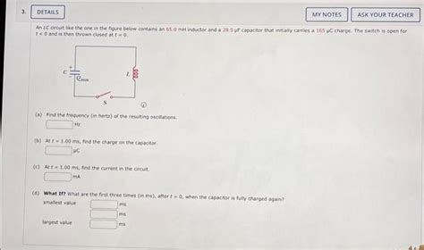 Solved An C Circuit Like The One In The Figure Below Chegg Com
