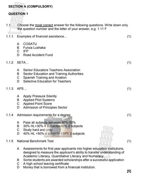 Section A Compulsory Question 1 Choose The Most Correct Answer For Th