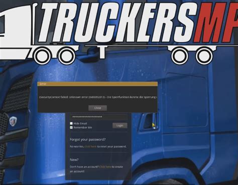 Truckersmp Login Fails Initializesecuritycontext Failed Unknown Error X Or