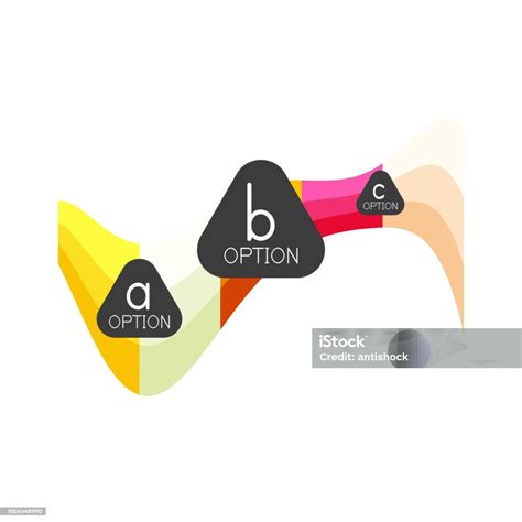 추상 다채로운 기하학적 옵션 인포 그래픽 디자인 샘플 Abc 옵션과 함께 서식 파일 비즈니스 프레 젠 테이 션 또는 정보 배너에 대 한 추상적인 배경 0명에 대한 스톡 벡터