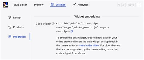 embedding a quiz product finder