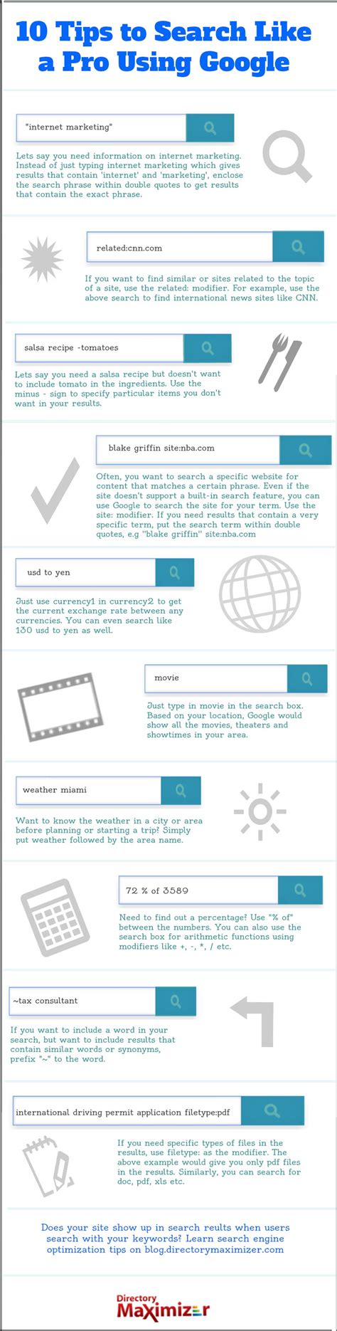 Tips To Search Like A Pro Using Google Infographic