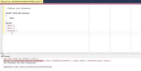 SQL Serverda String or Binary Data Would be Truncated Hatasının SQL Server da Detaylı