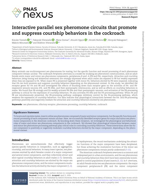 Pdf Interactive Parallel Sex Pheromone Circuits That Promote And