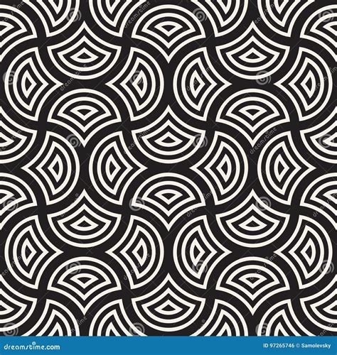 Vector Seamless Rounded Lines Pattern Abstract Geometric Background Design Stock Vector